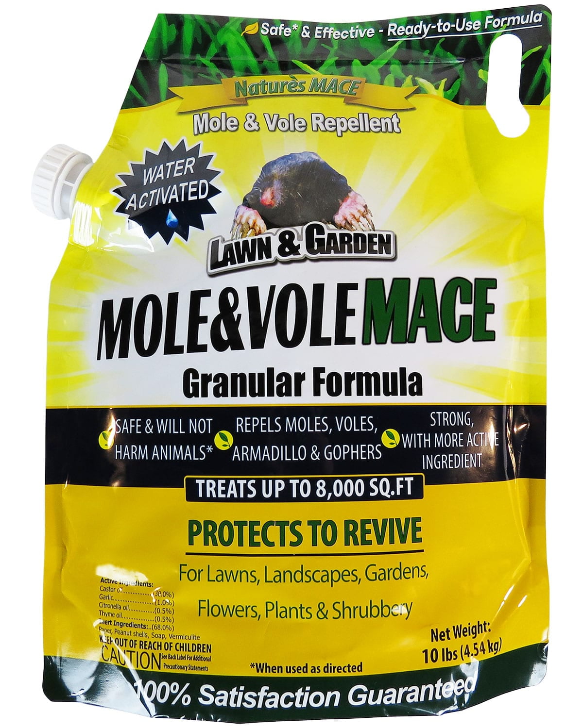 Nature's Mace Mole & Vole Repellent, 10lb Granular Bag, Treats 8,000 Sq ...