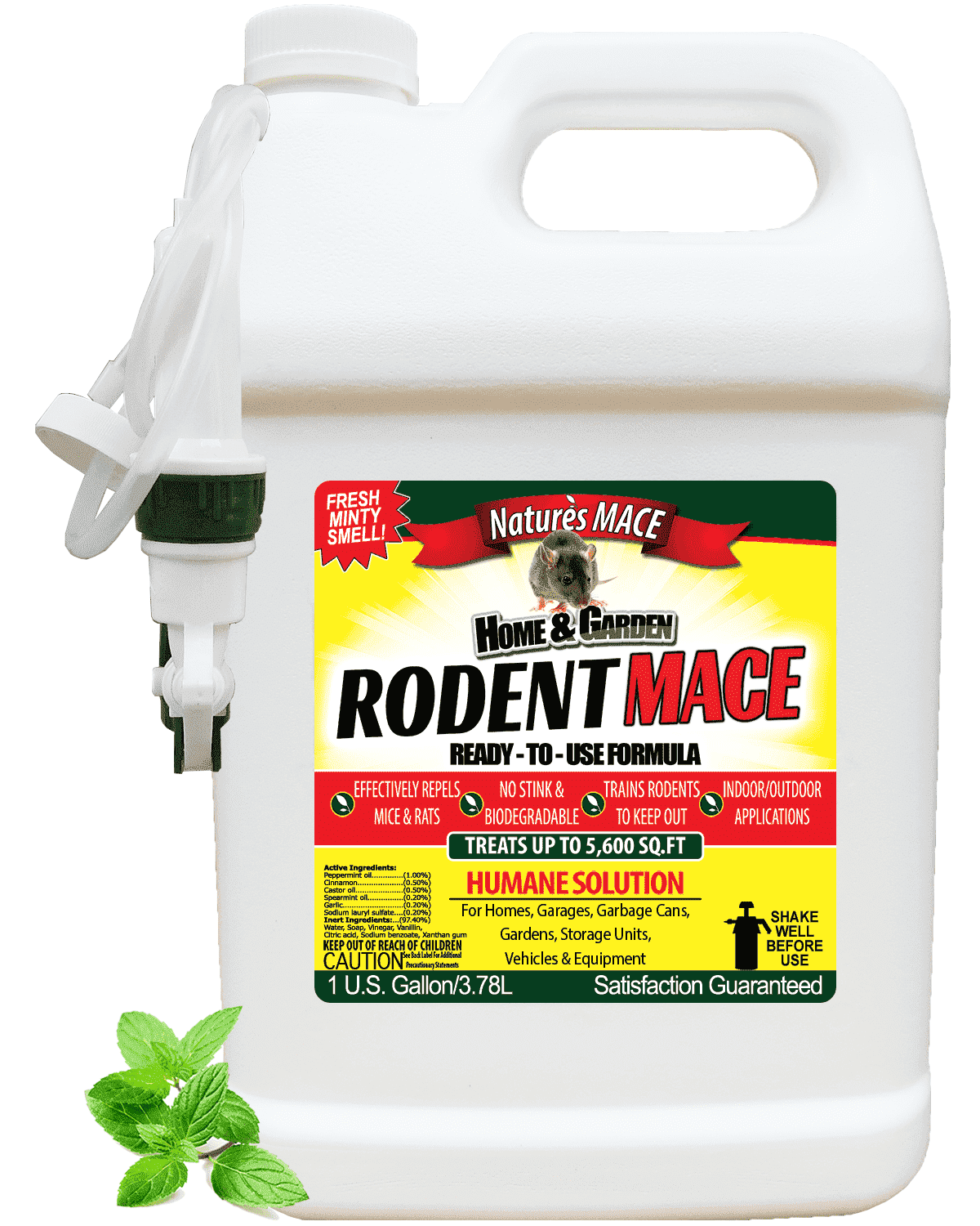Nature's MACE 1 Gallon Rodent Repellent Spray, Natural Mint Scent ...