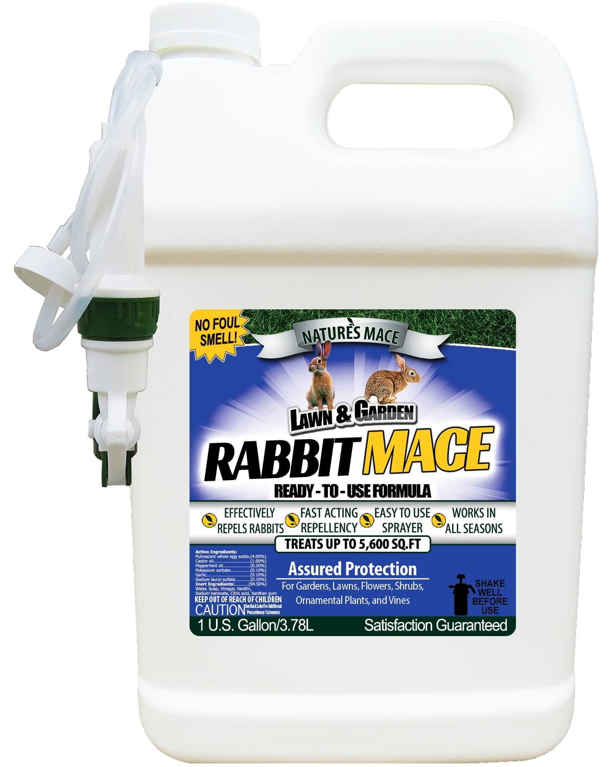 Nature's MACE Rabbit Spray 1 Gallon Treats 5,600 sq.ft Repellent ...