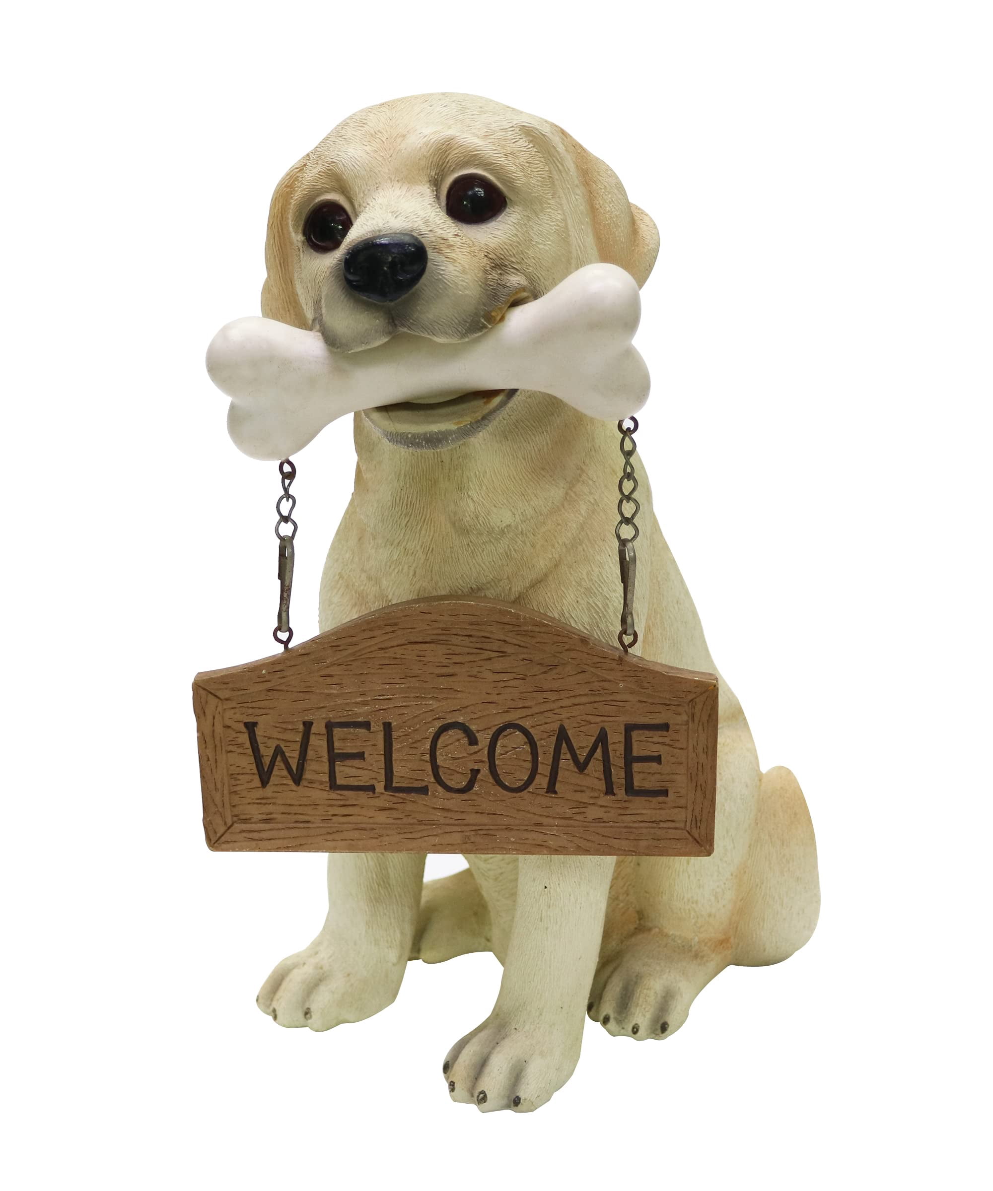 Nature's Mark Labrador Retriever Dog Puppy Statue with Reversible Welcome Sign and Go Away Sign ...