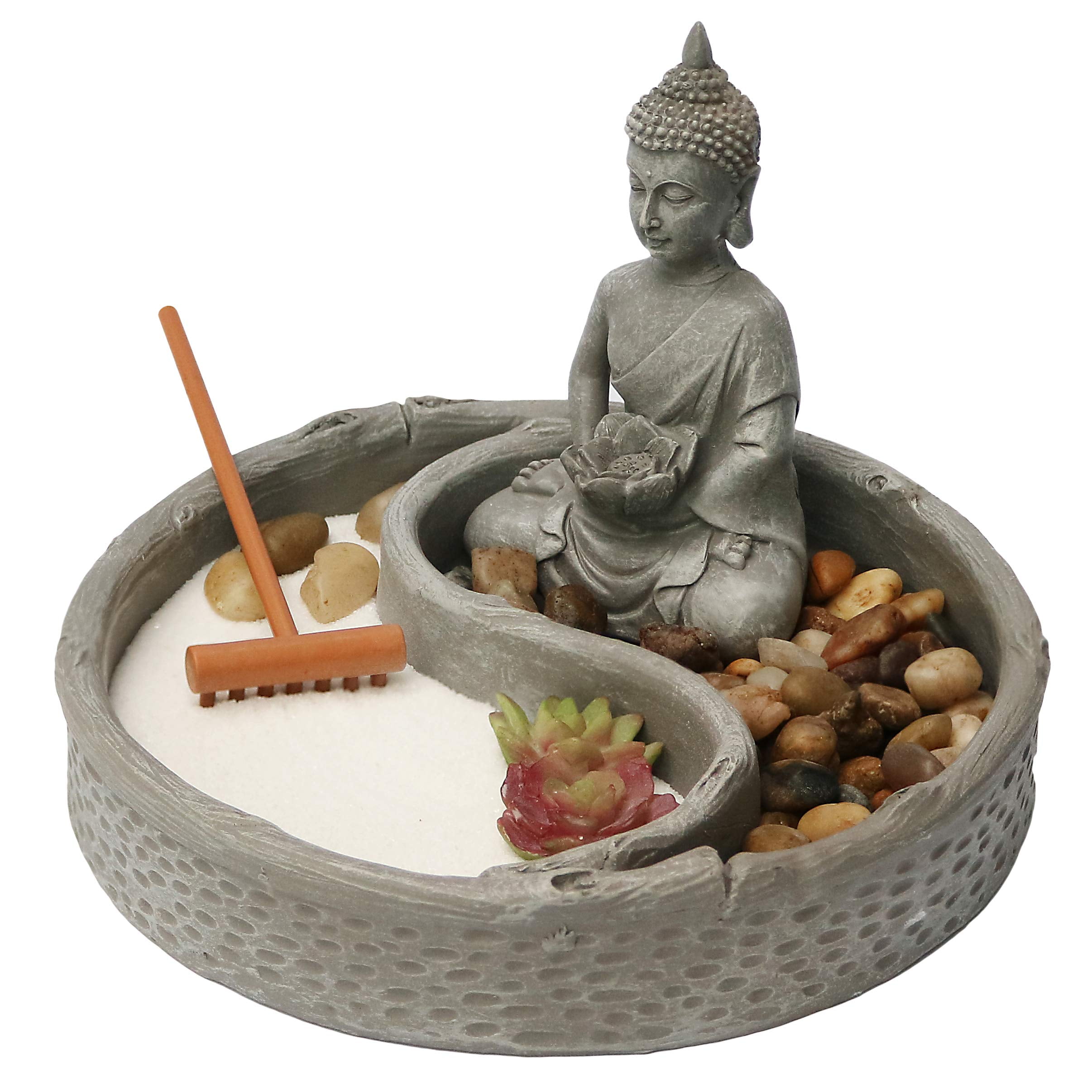 Nature's Mark Mini Zen Garden Kit for Desk with Lotus, Buddha Figures ...