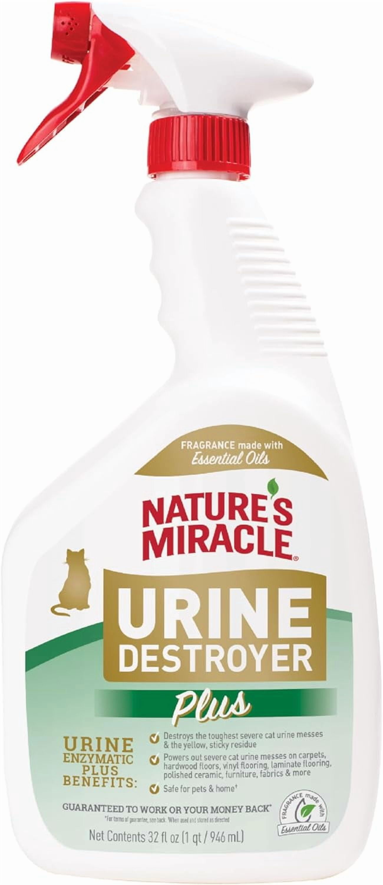Nature’s Miracle Urine Destroyer Plus Cat, 32 Ounces, Enzymatic Formula ...