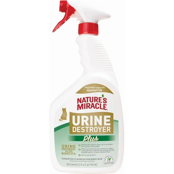 Nature’s Miracle Urine Destroyer Plus Cat, 32 Ounces, Enzymatic Formula ...