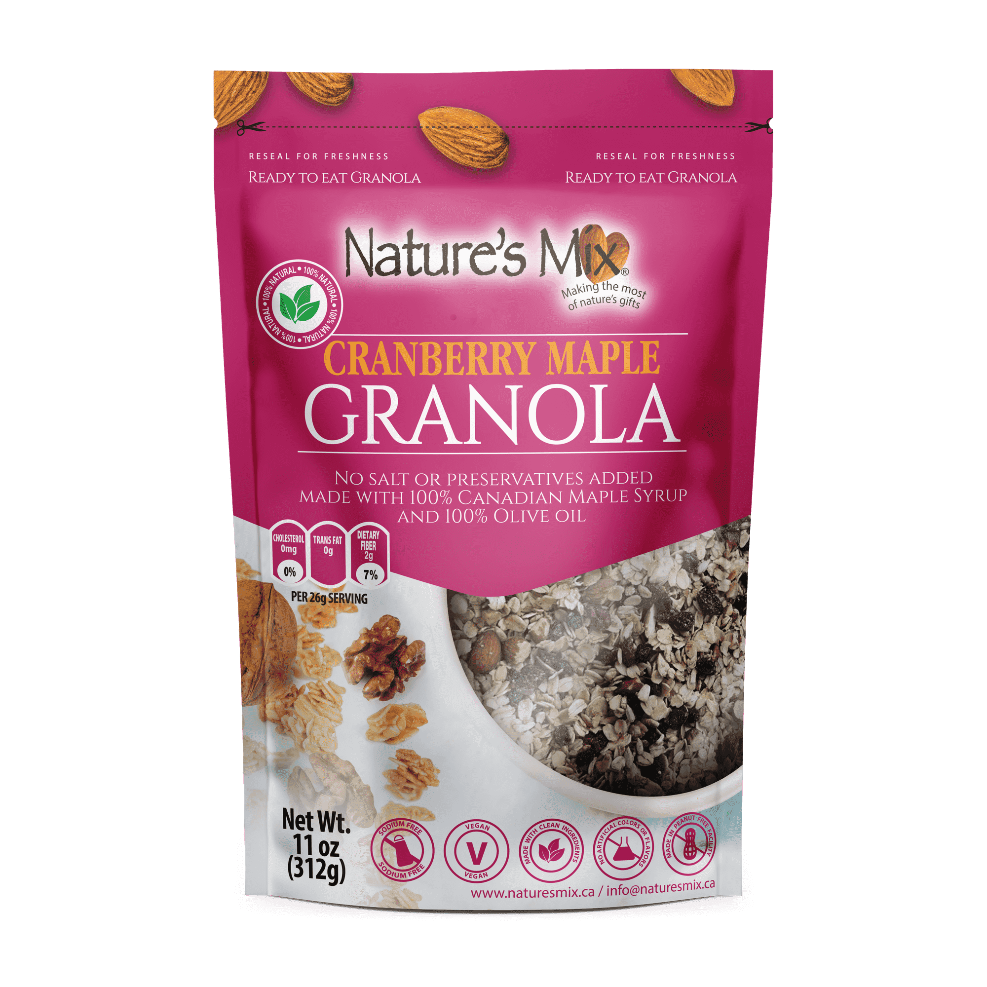 Nature's Mix Cranberry Maple Granola, Resealable Bag, 11oz - Walmart.com