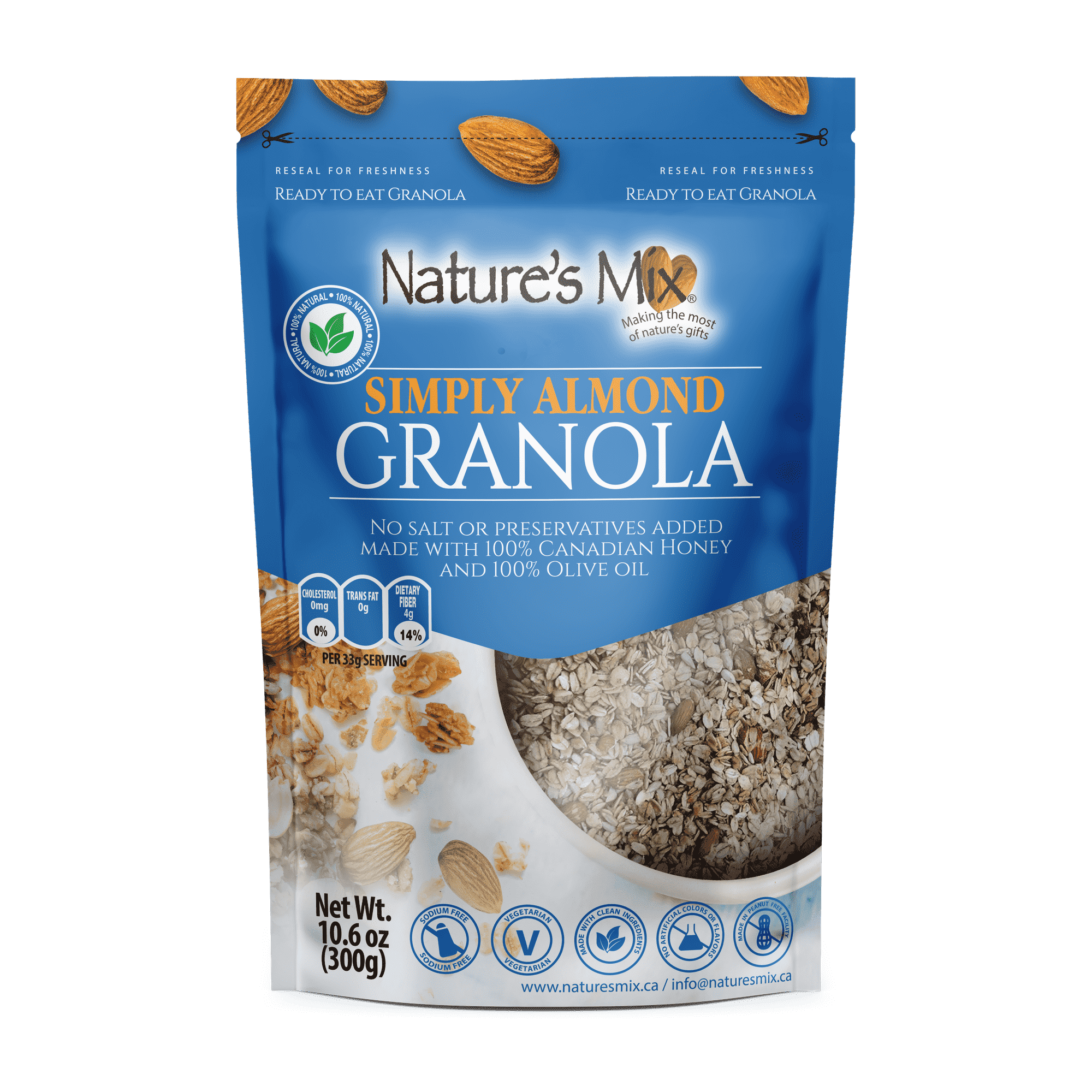 Nature's Mix Simply Almonds Granola, Resealable Bag, 10.6oz - Walmart.com