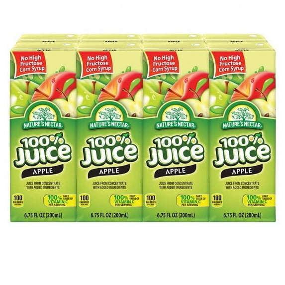 Nature's Nectar 100% Apple Juice, 6.75 fl oz boxes, 8 pack - Walmart.com