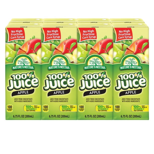 Nature's Nectar 100% Apple Juice, 6.75 fl oz boxes, 8 pack - Walmart.com