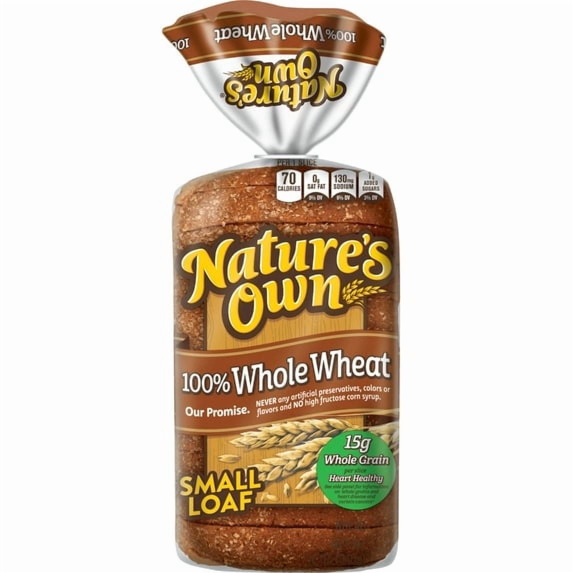 Nature's Own 100% Whole Wheat Small Loaf Size Sliced Whole Wheat Bread ...