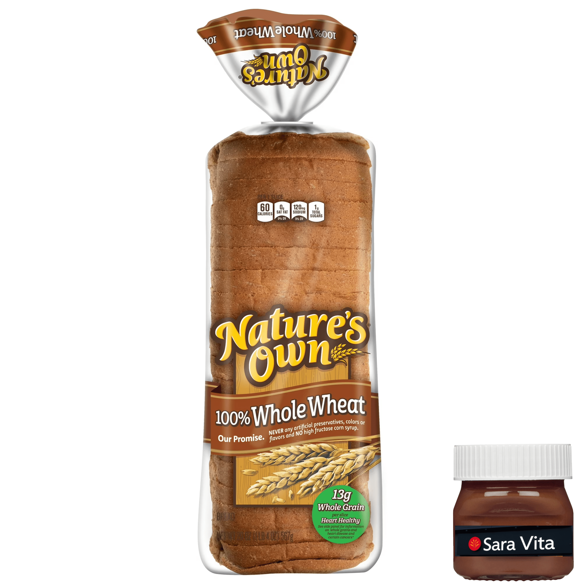 Nature's Own 100% Whole Wheat, Whole Wheat Bread, 20 oz Loaf, Shelf ...