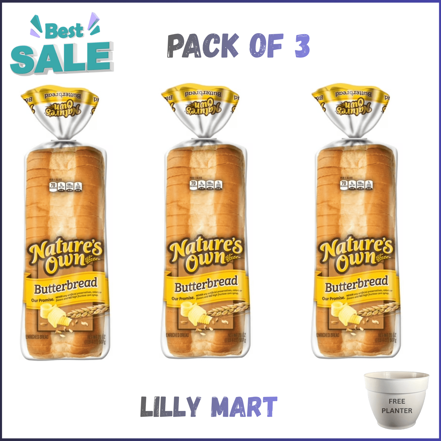 Nature's Own Butterbread Sliced White Bread Loaf, 20 oz, Shelf-Stable ...