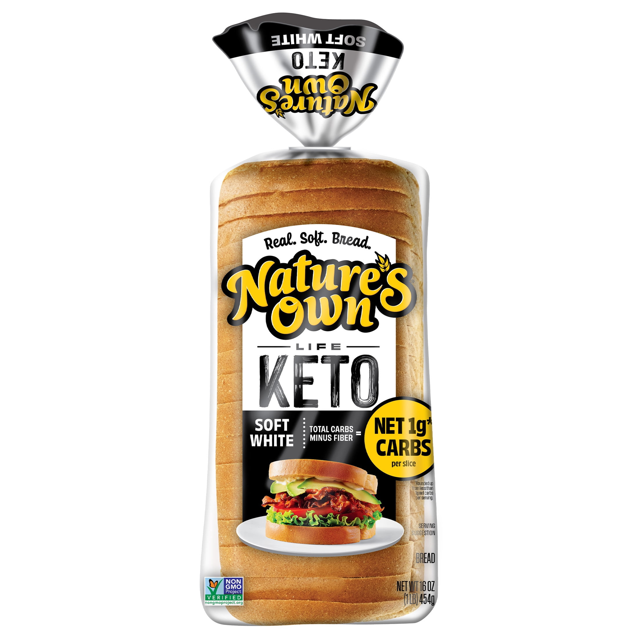 Nature's Own, Keto Soft White Bread, 16 oz, 1g net carbs per slice ...