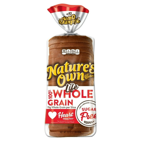 Nature's Own Life Sugar-Free 100% Whole Grain Bread Loaf, 16 oz, (Pack ...