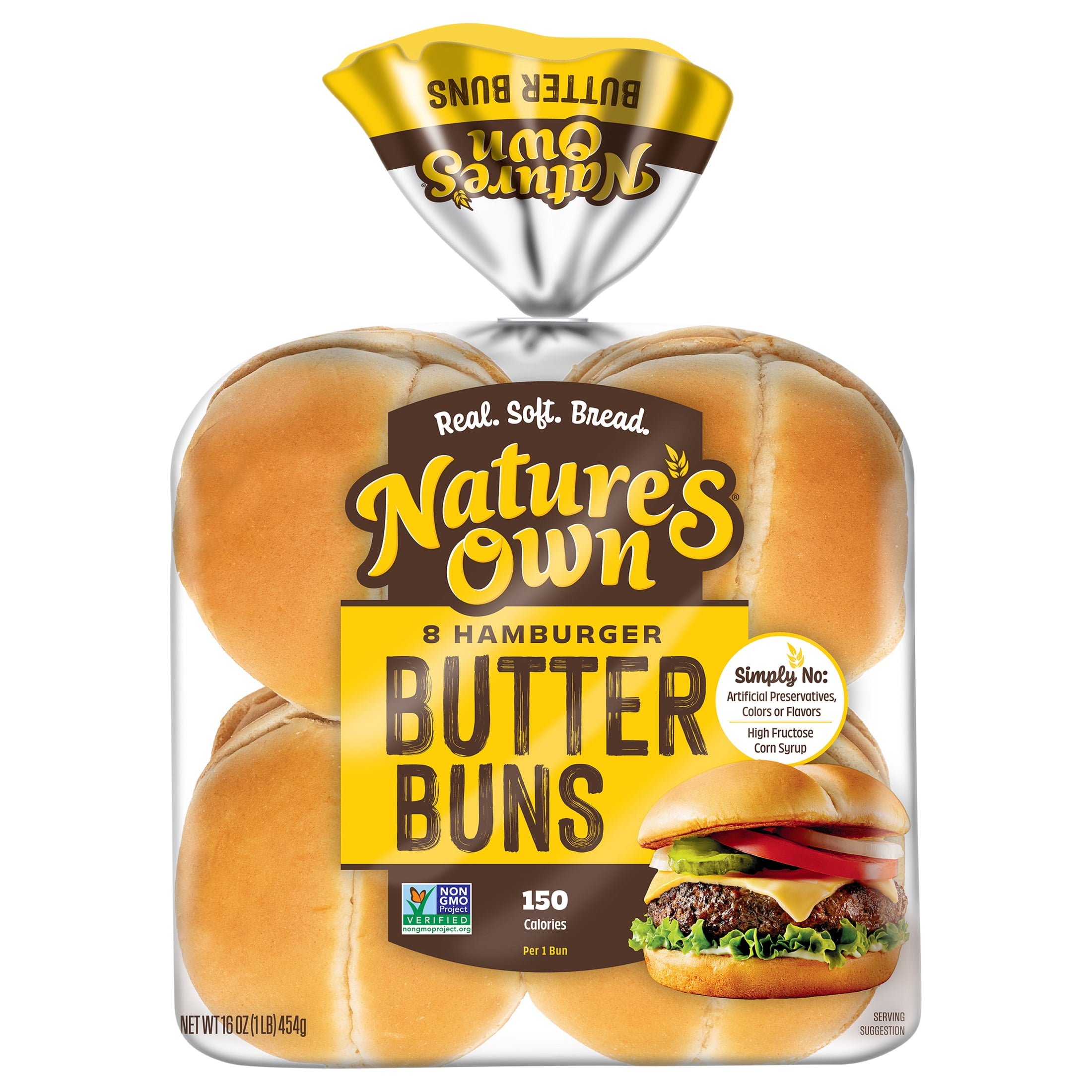 Nature's Own Buttery White Hamburger Buns, 16 oz, 8 Count - Walmart.com