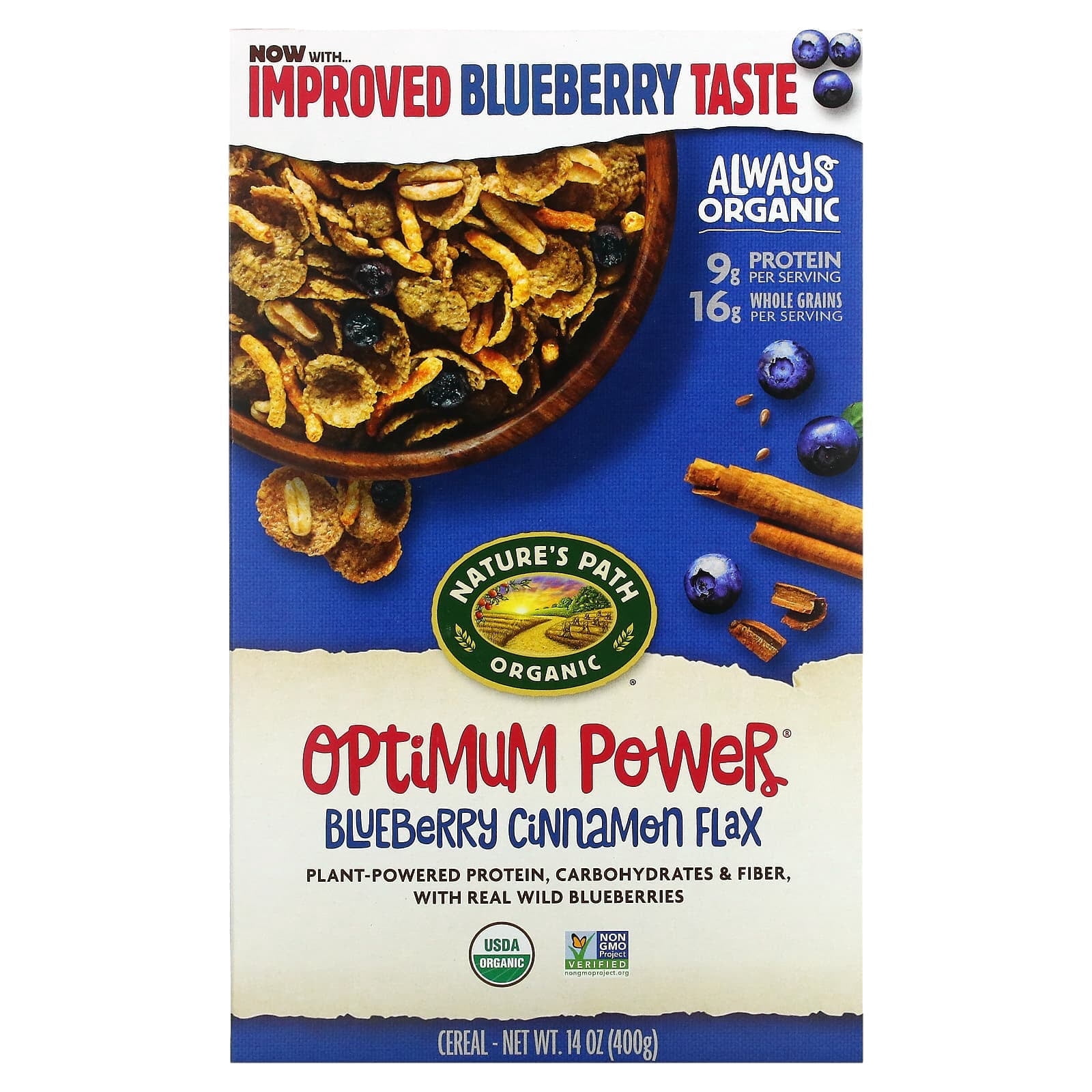 Nature's Path Organic Optimum Power Cereal Blueberry Cinnamon -- 14 oz ...