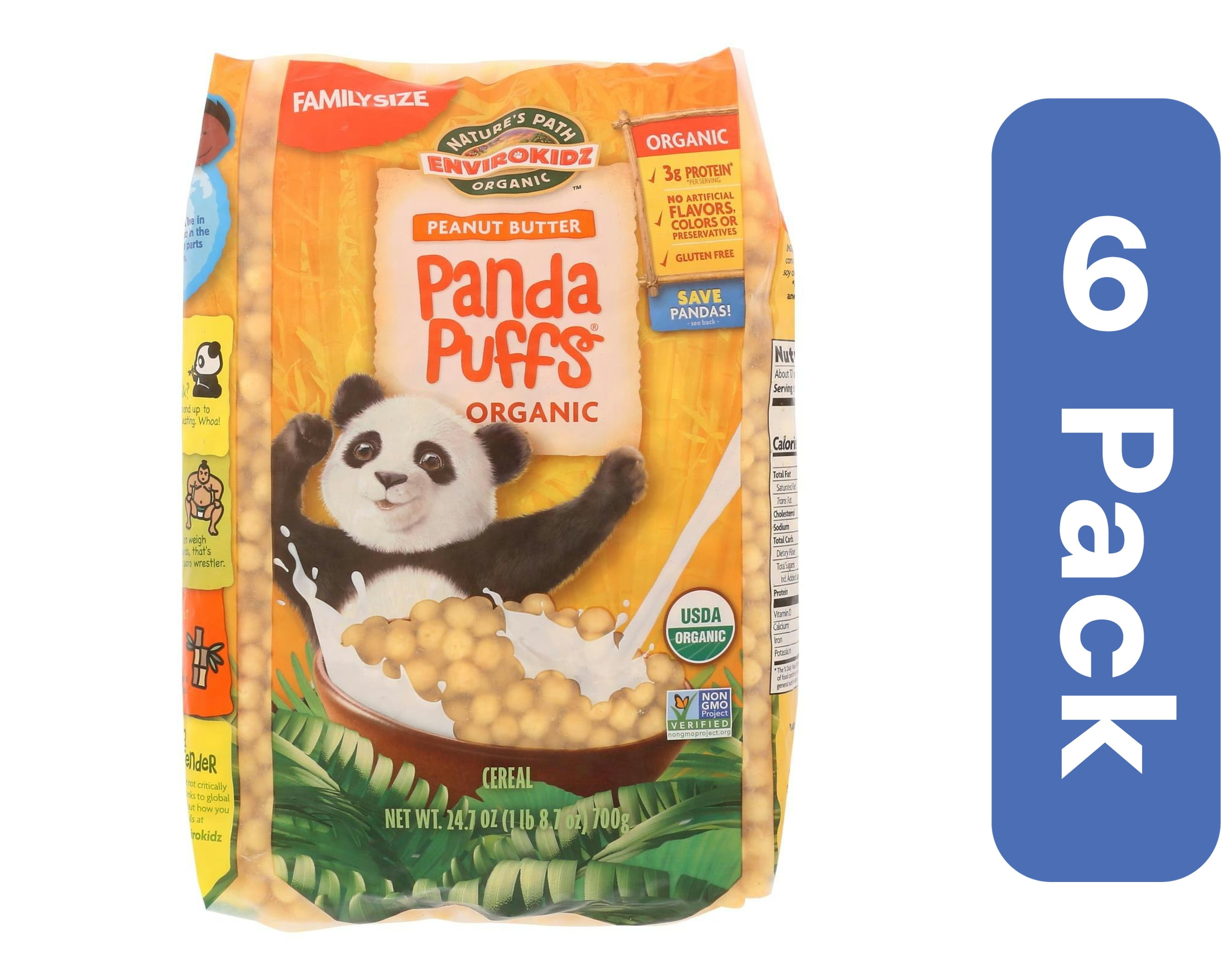 Nature's Path Panda Puffs Peanut Butter Cereal 24.7 oz (Pack of 6 ...