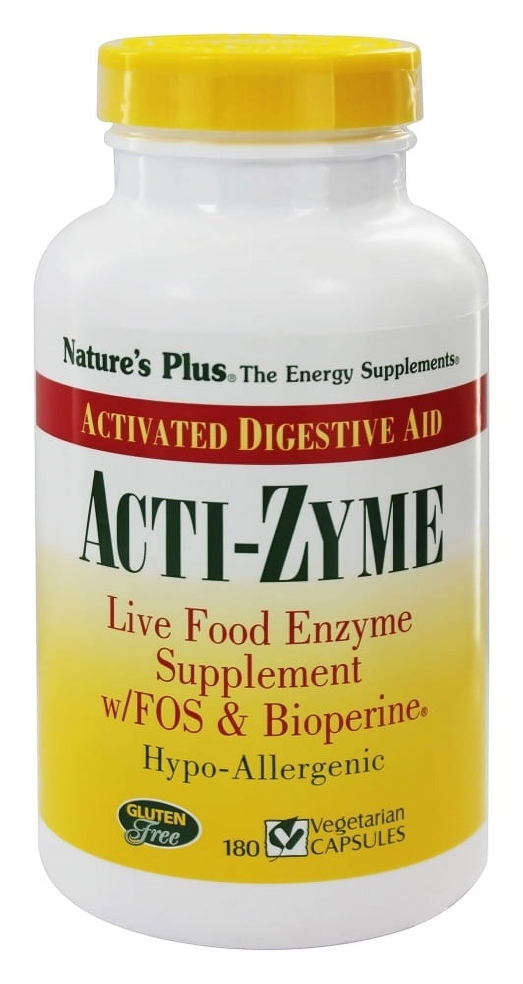 Nature's Plus Acti-Zyme Supplement - Live Food Enzymes, FOS & Bioperine ...