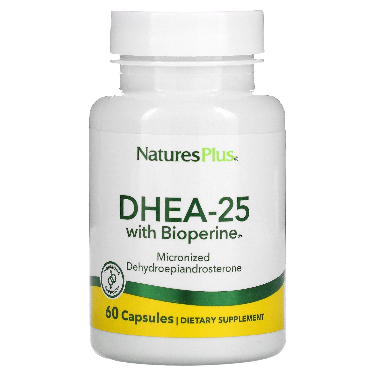 Nature's Plus DHEA-25mg Hormone Support Supplement with Bioperine, 60 ...
