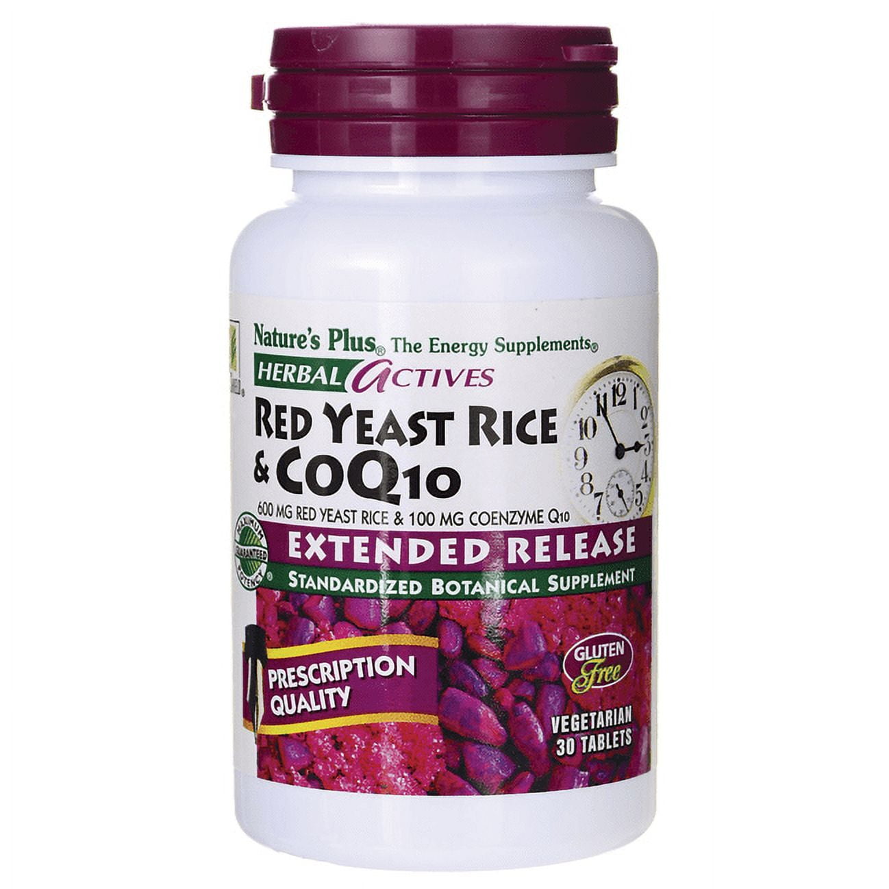 Nature's Plus Herbal Actives Red Yeast Rice Extract & CoQ10 600mg/100mg ...