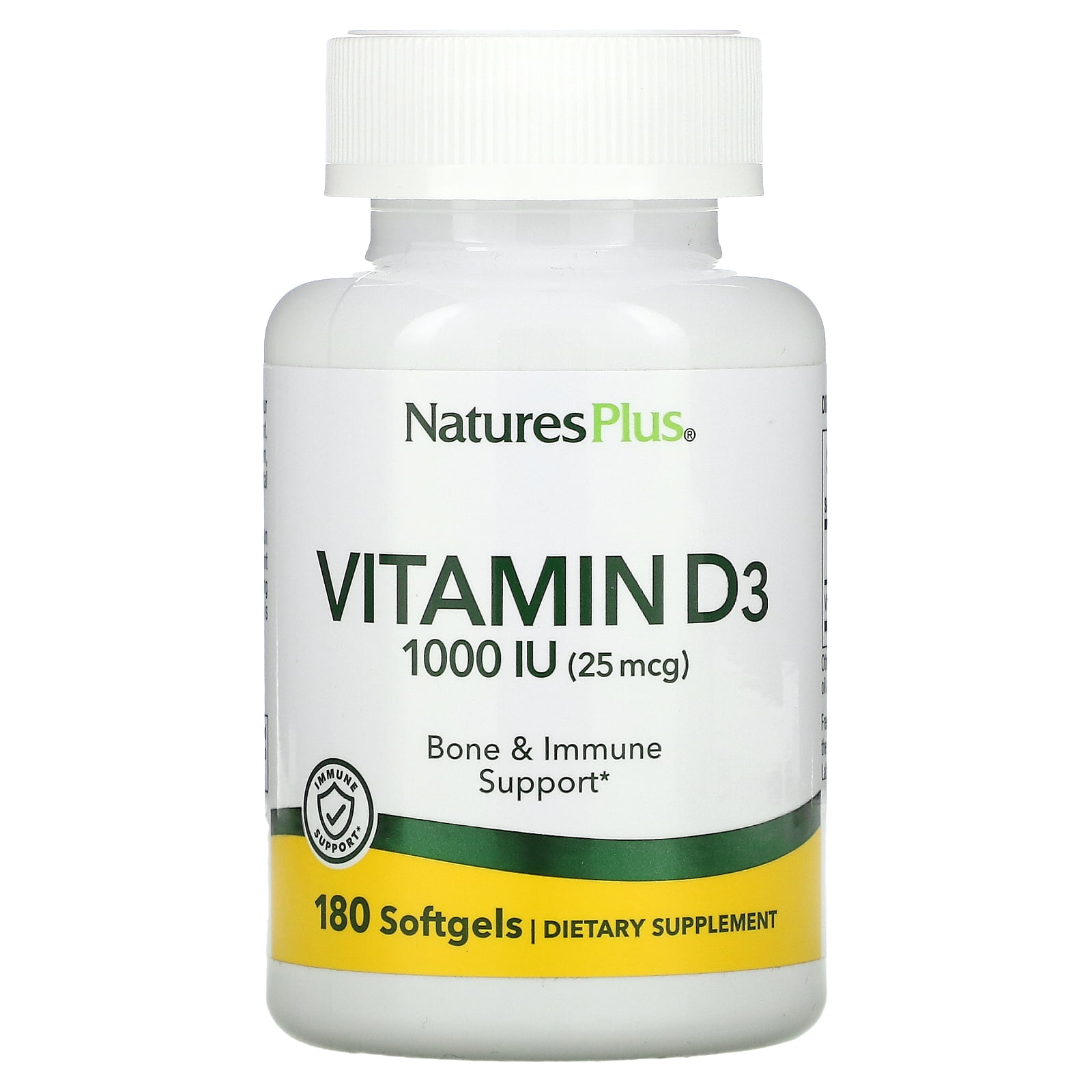 Nature's Plus - High Potency Vitamin D3 1000 IU, Bone & Immune Support ...