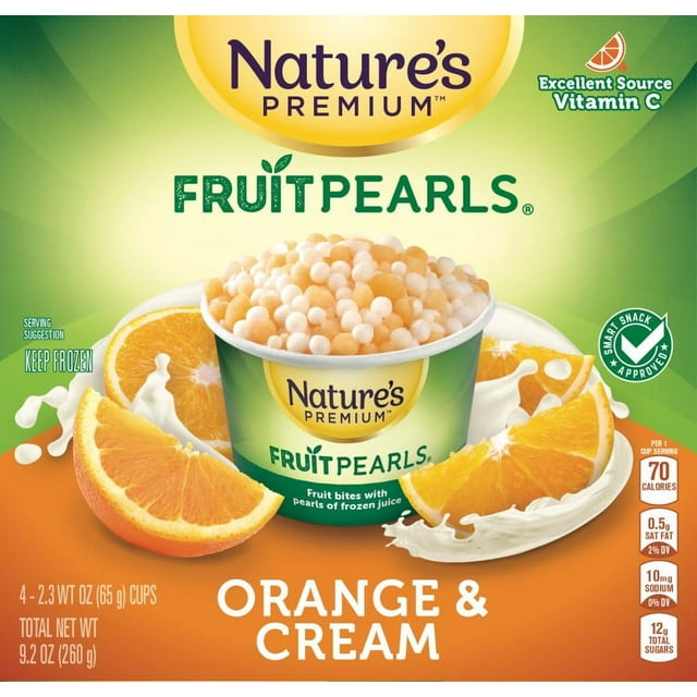 Nature's Premium Fruit Pearls, Frozen Fruit Snack, Orange & Cream, 2.3 ...