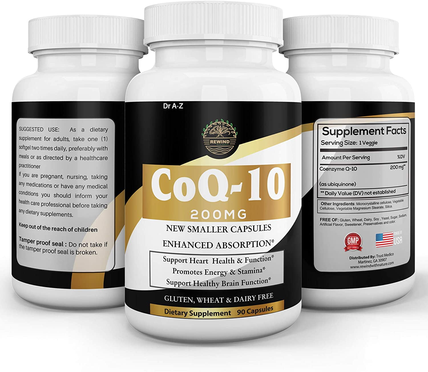 Nature's Pure Co Q10 Supplement 200mg Coq10 Capsules Veggie Ubiquinol ...