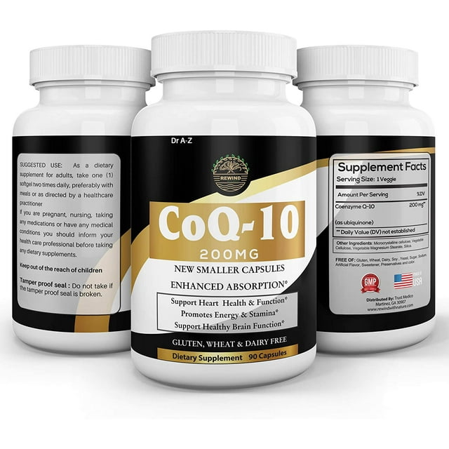 Nature's Pure Co Q10 Supplement 200mg Coq10 Capsules Veggie Ubiquinol ...