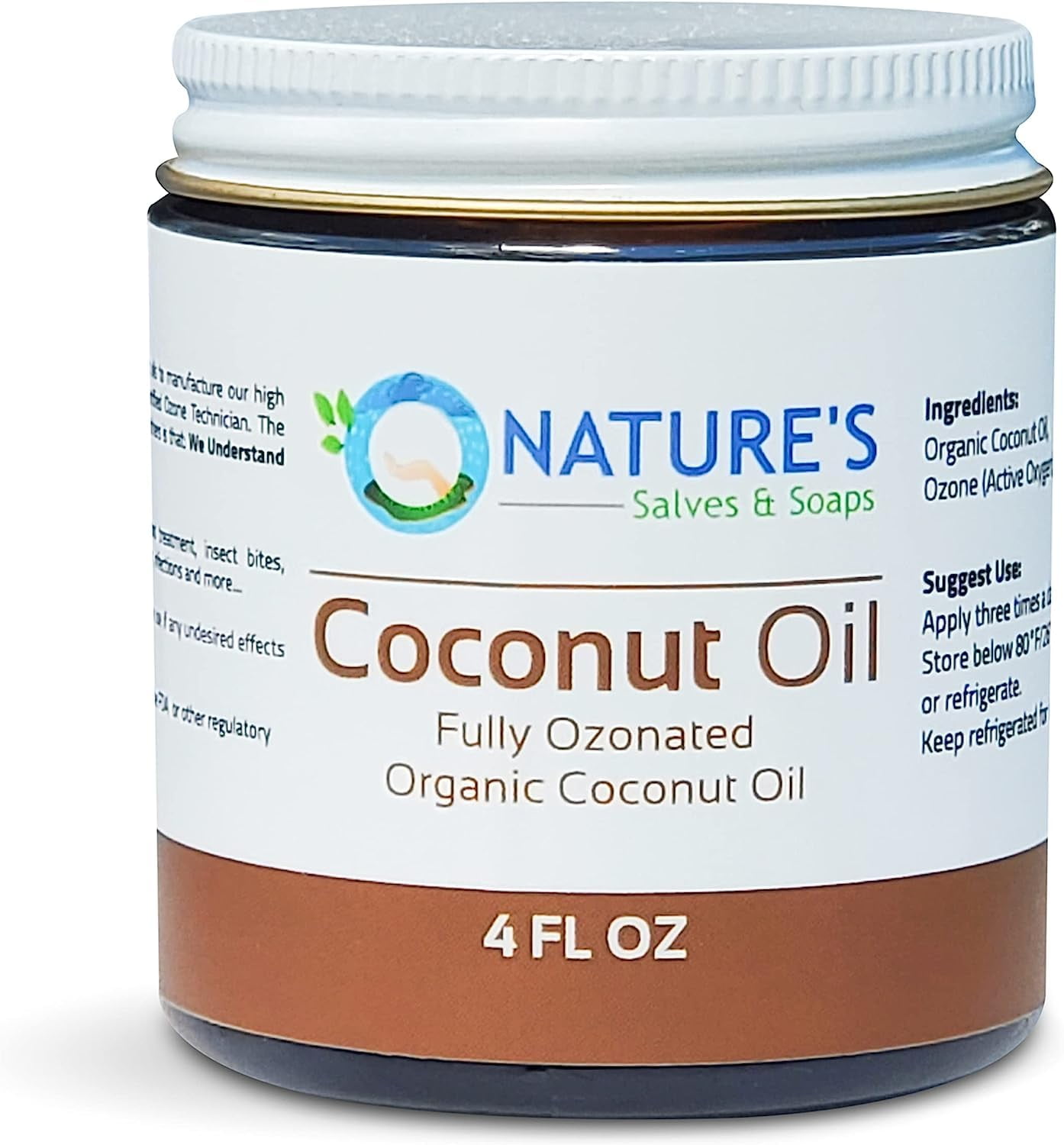 Nature's Salves and Soaps AKF18 Fully Ozonated 100% Organic Unrefined Organic Coconut Oil ...