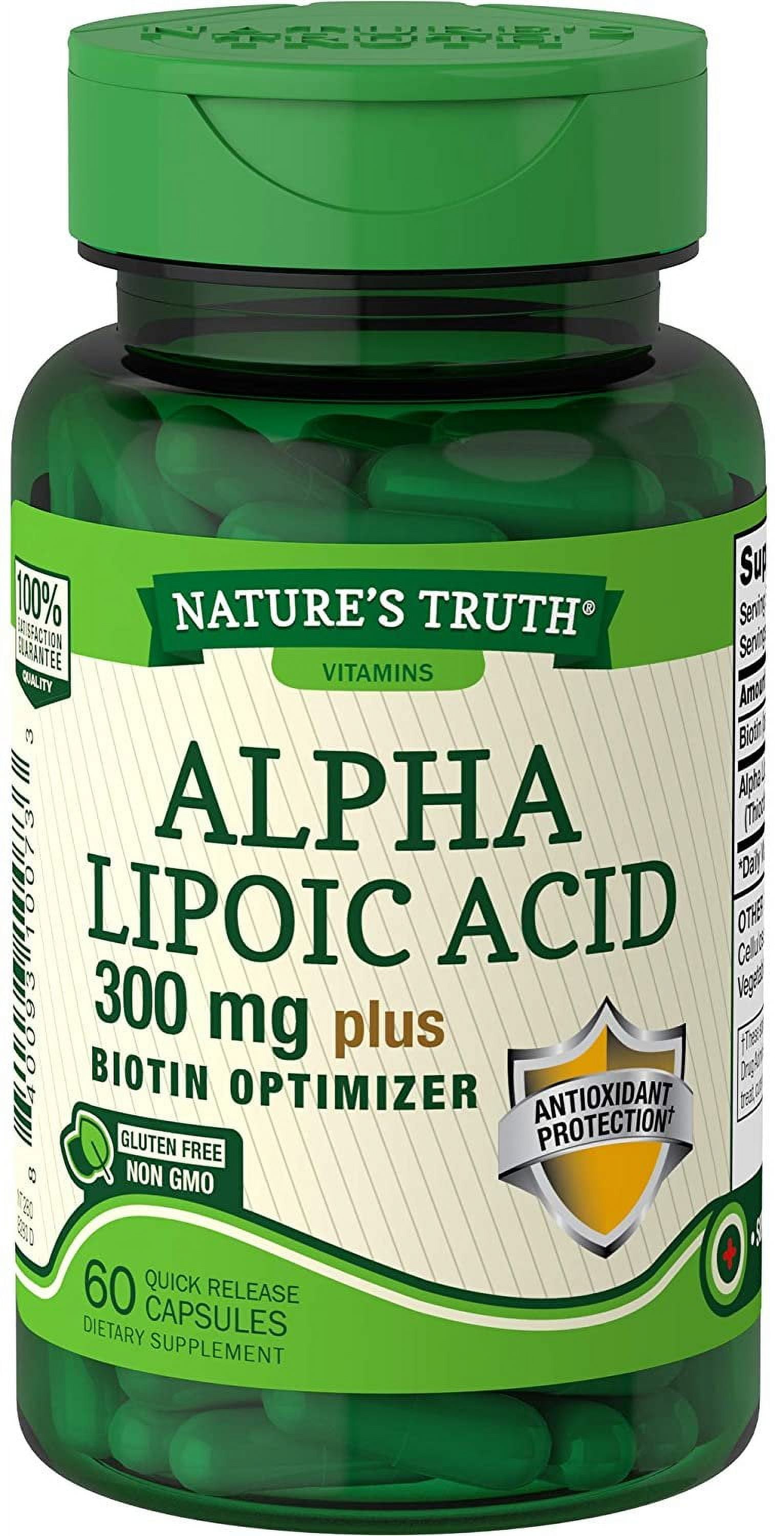 Nature's Truth Alpha Lipoic Acid 300mg w/ Biotin Optimizer, 60ct, 3 ...