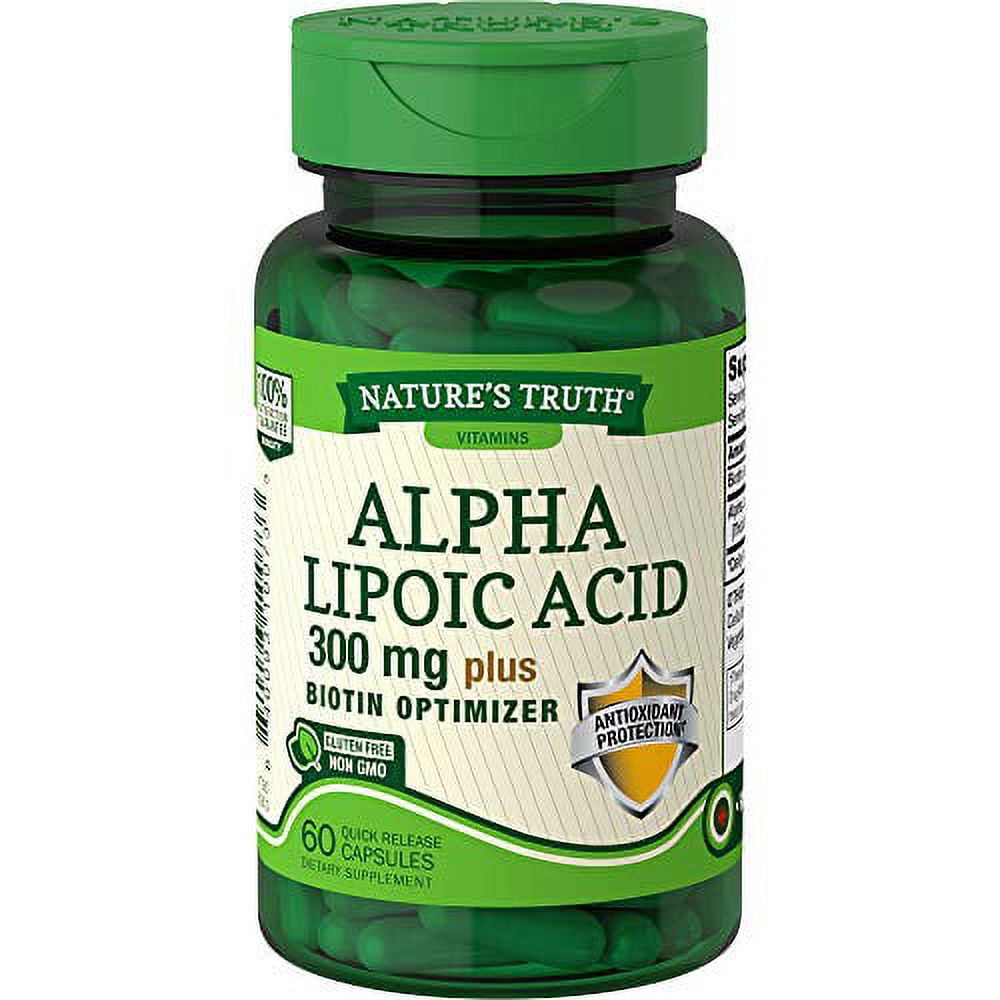 Nature's Truth Alpha Lipoic Acid Plus Biotin Capsules, 60 Count, 2 Pack ...