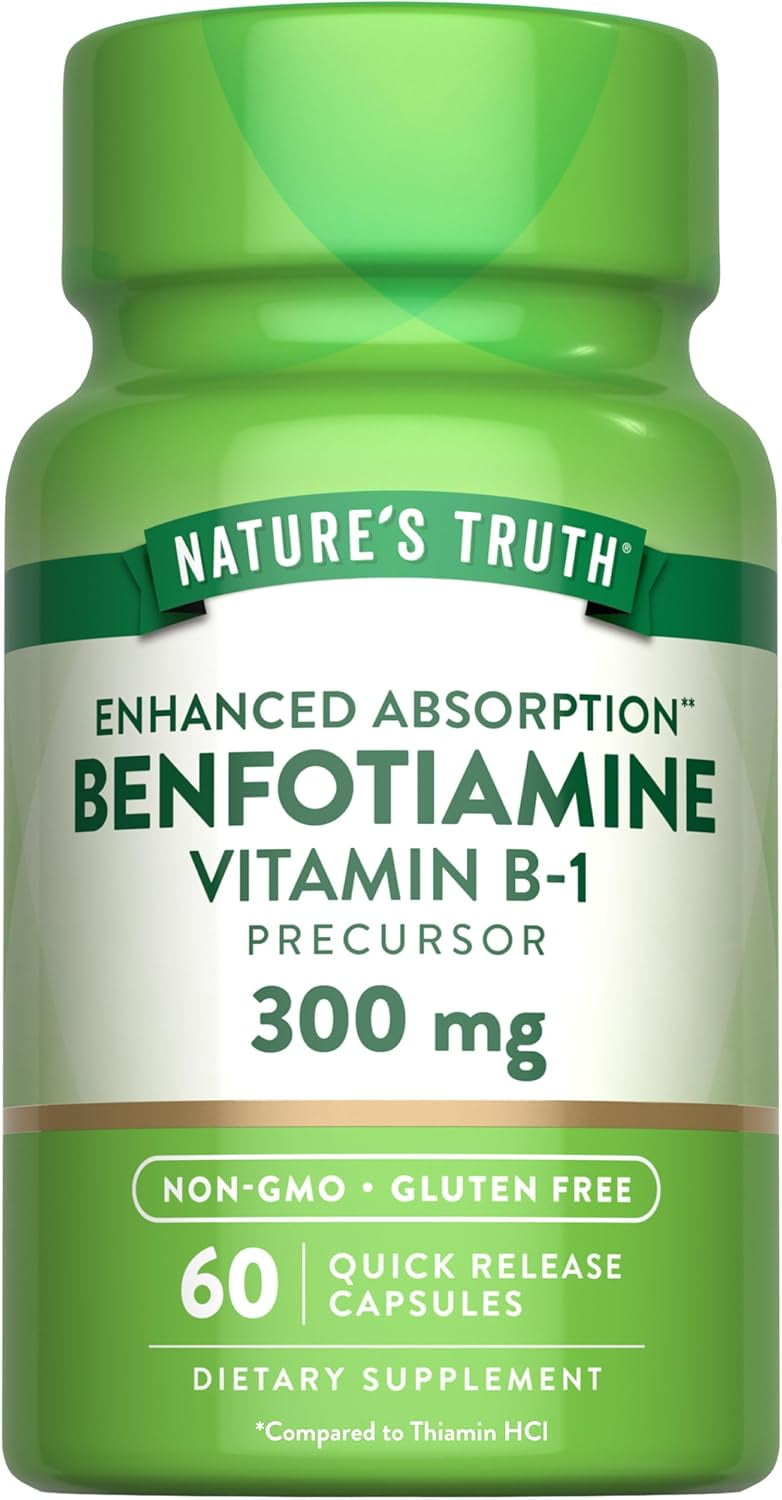 Nature's Truth Benfotiamine 300mg Capsules - Non-GMO, Gluten-Free ...