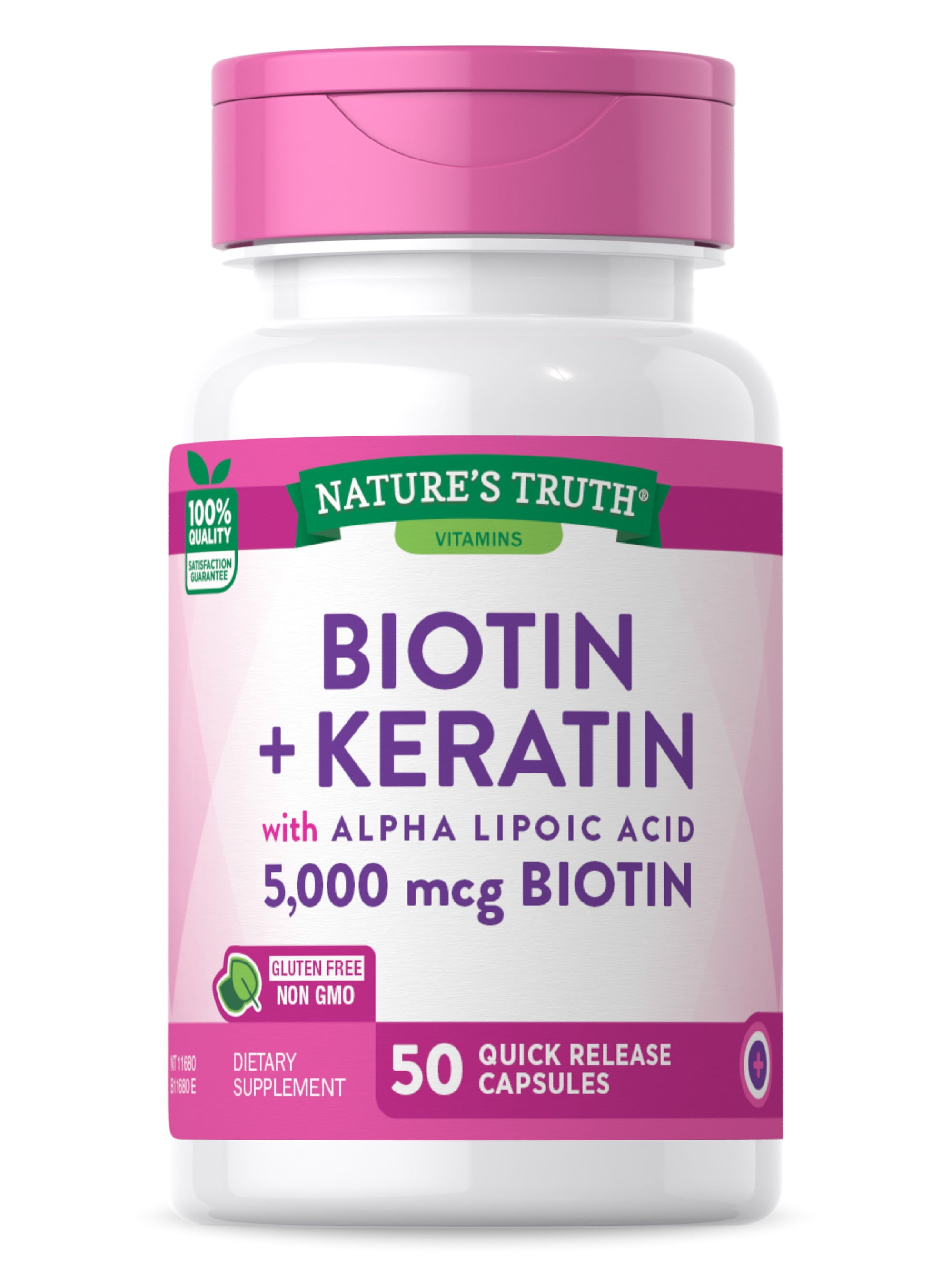 Nature's Truth Biotin 5000 mcg | 50 Capsules | With Keratin and Alpha ...