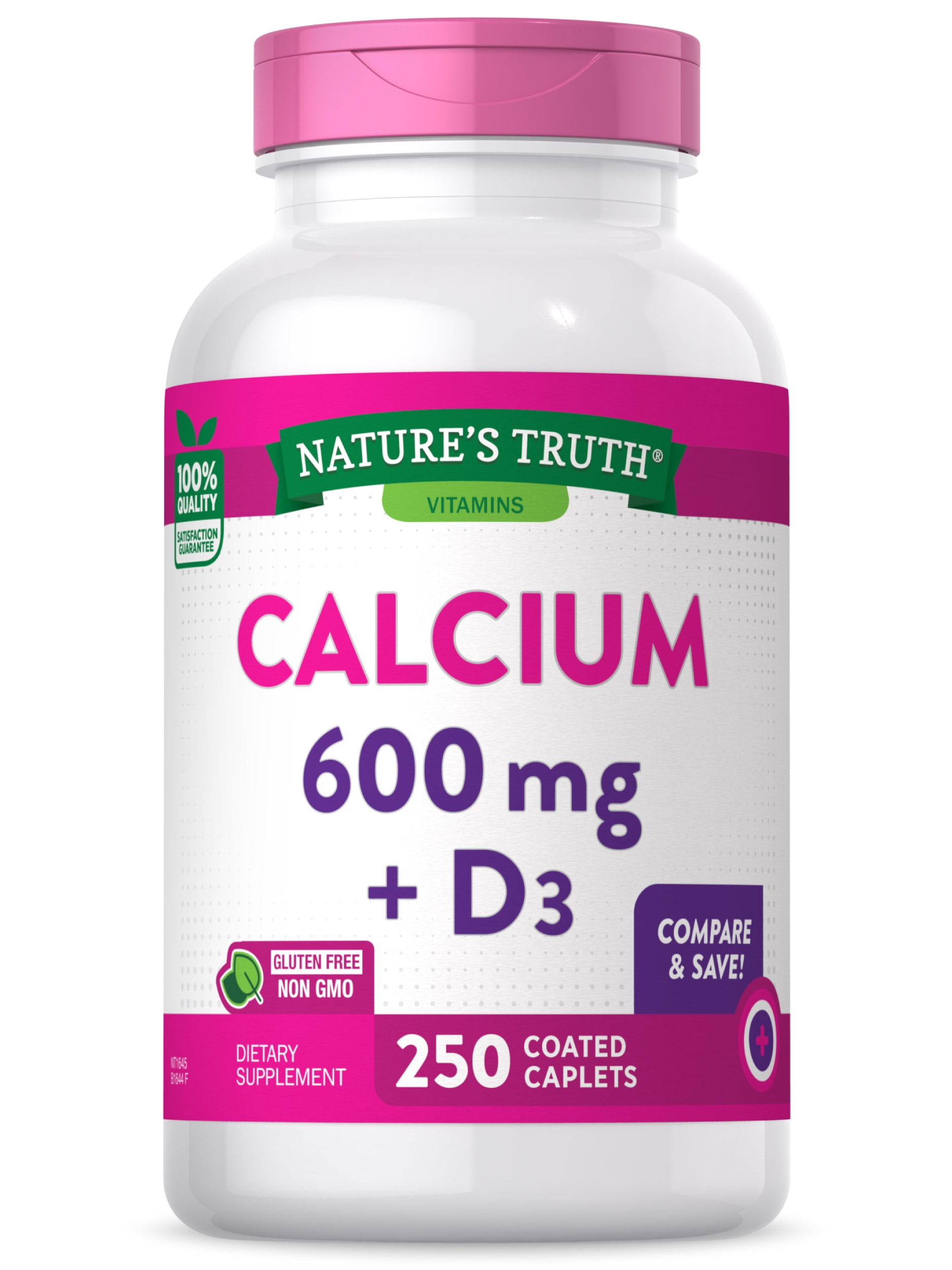 Nature's Truth Calcium + D3, 250 Coated Caplets - Walmart.com