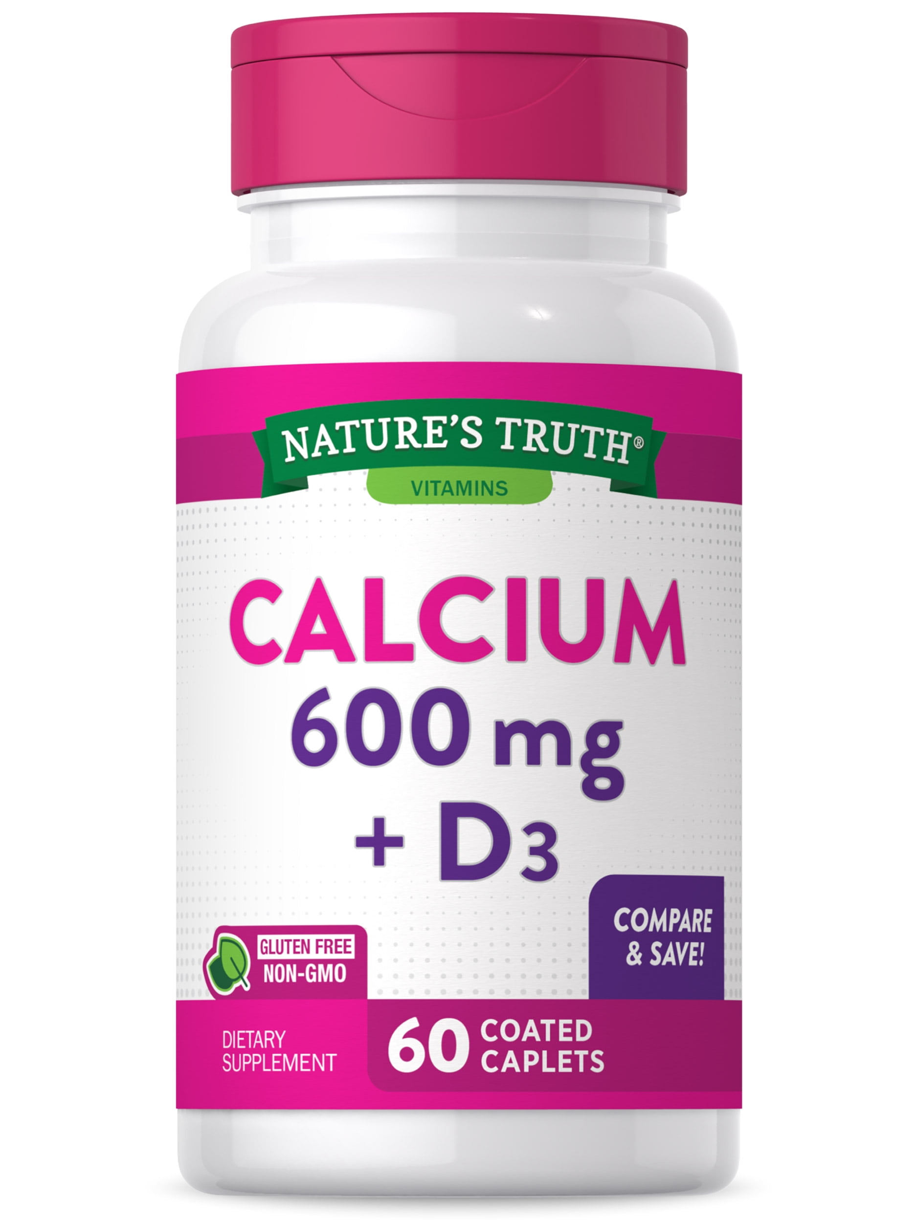 Calcium 600mg with Vitamin D3 | 60 Tablets | Calcium Carbonate ...
