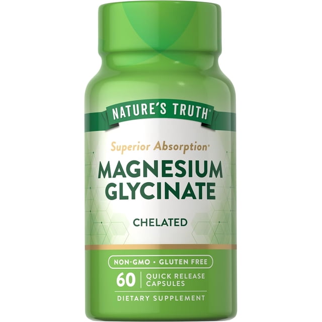 Nature's Truth Magnesium Glycinate Pills, 665mg, 60 Capsules, Non-GMO ...