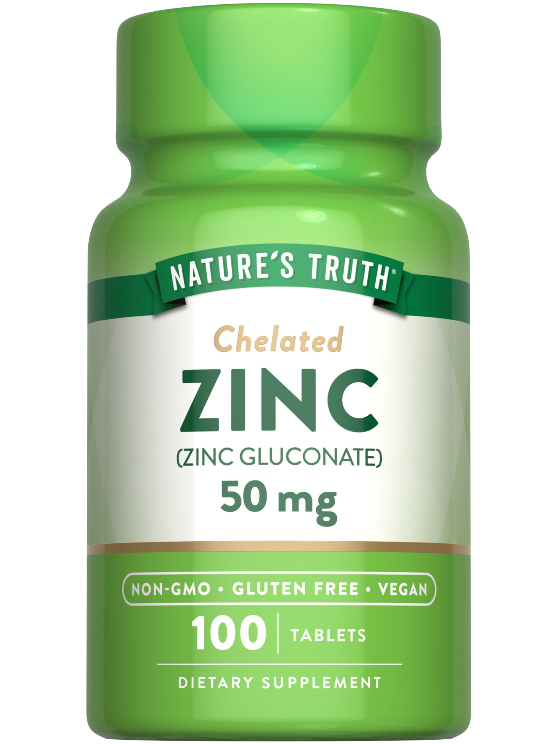Nature's Truth Zinc 50 mg Chelated Supplements, 100 Count, Pack of 3 ...