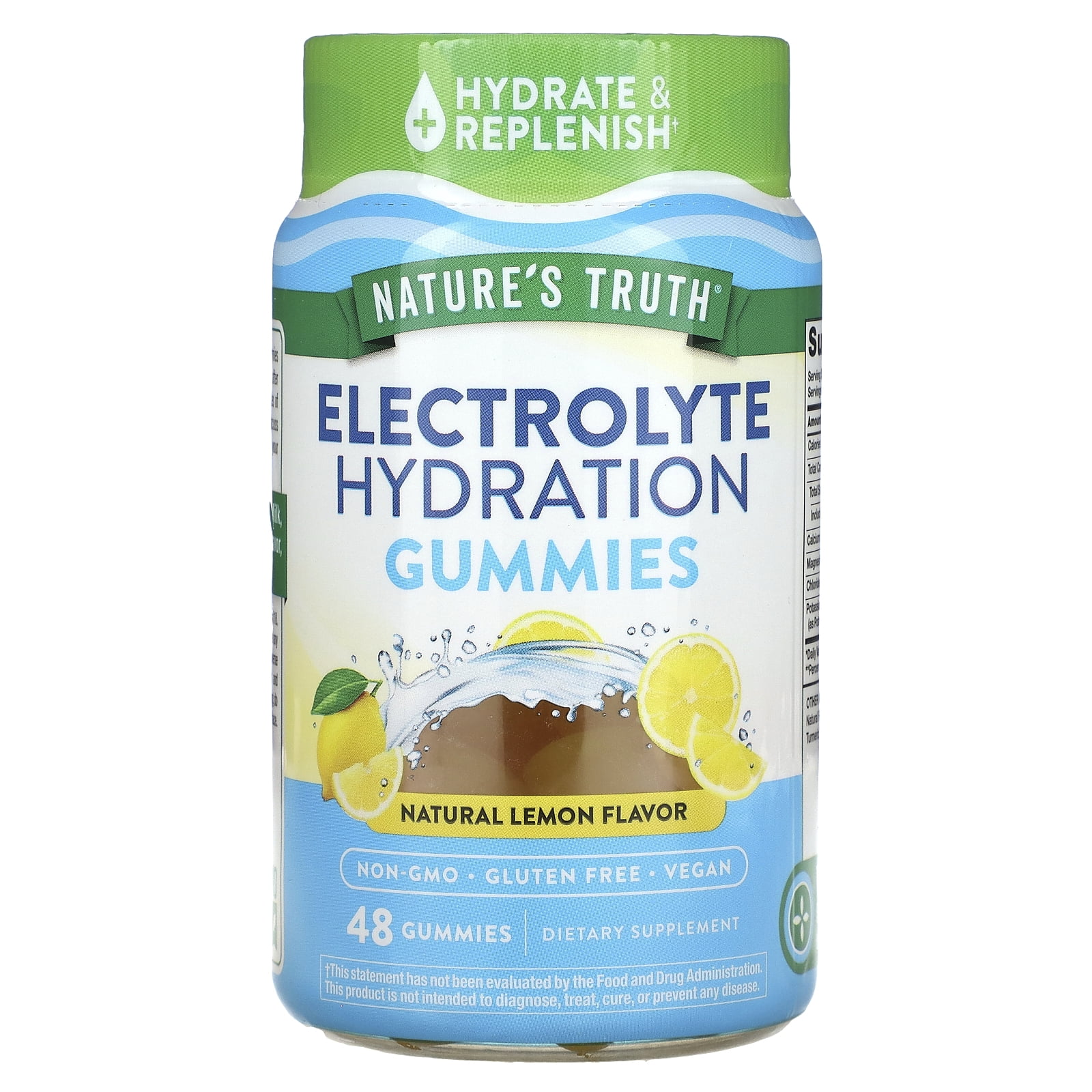Nature's Truth Electrolyte Hydration Gummies, Natural Lemon, 48 Gummies ...