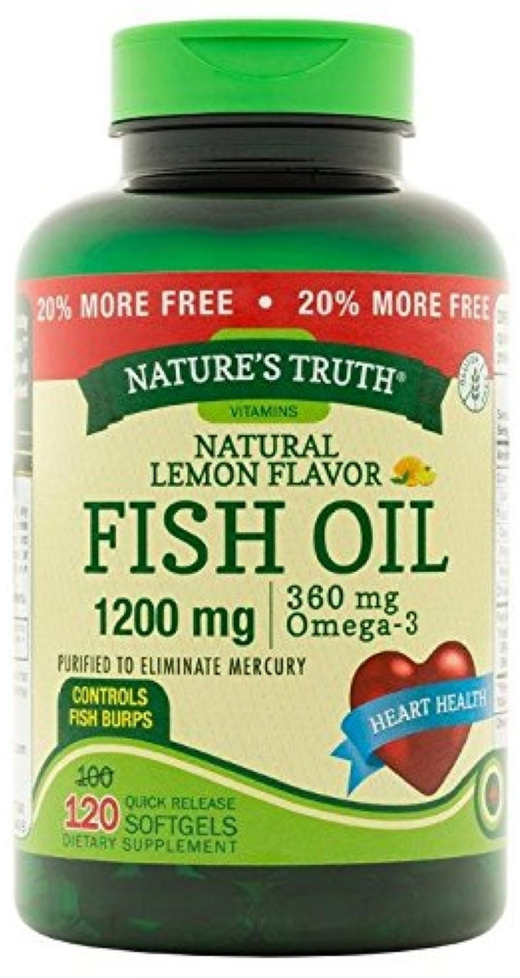 Nature's Truth Fish Oil Omega-3, Natural Lemon Flavor 120 ea (Pack of 2 ...