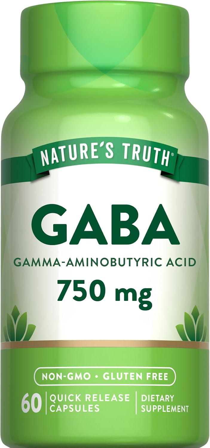 Nature's Truth GABA 750 mg Capsules Gamma-Aminobutyric Acid Supports ...