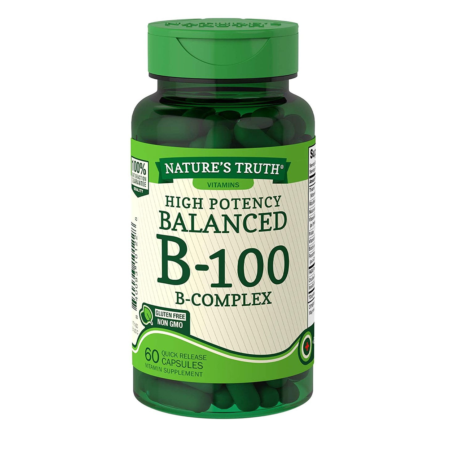 Nature's Truth High Potency Balanced B-100 B- Complex Quick Release Capsules 60 ct - Walmart.com