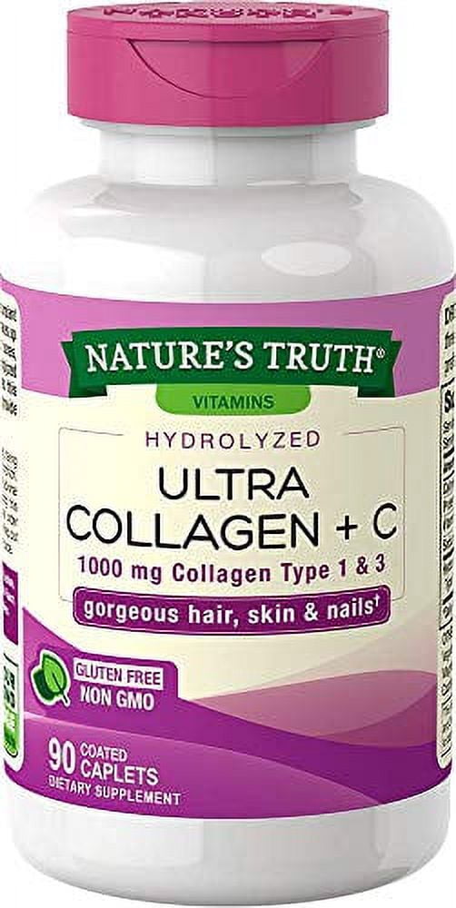 Nature's Truth Hydrolyzed 1000 Mg Collagen Caplets with Vitamin C, 90 ...