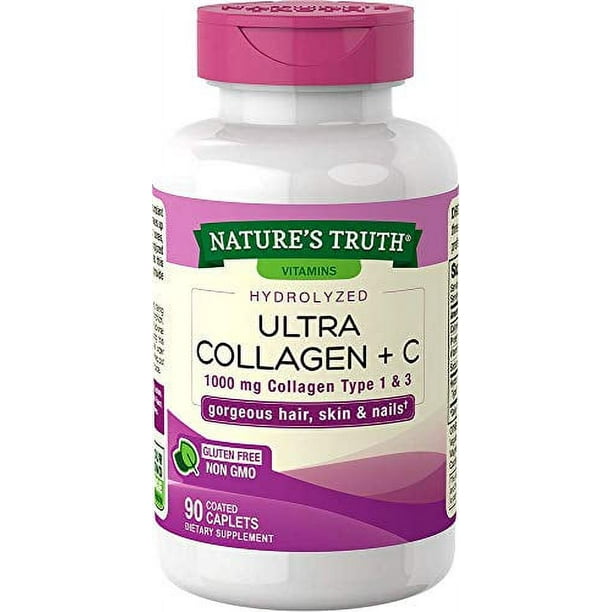 Nature's Truth Hydrolyzed 1000 Mg Collagen Caplets with Vitamin C, 90 ...