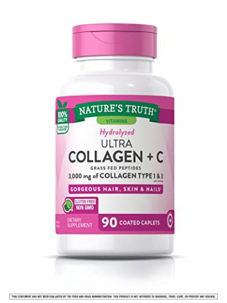 Nature's Truth Hydrolyzed Collagen Peptides | 90 Caplets | Type 1 and 3 ...