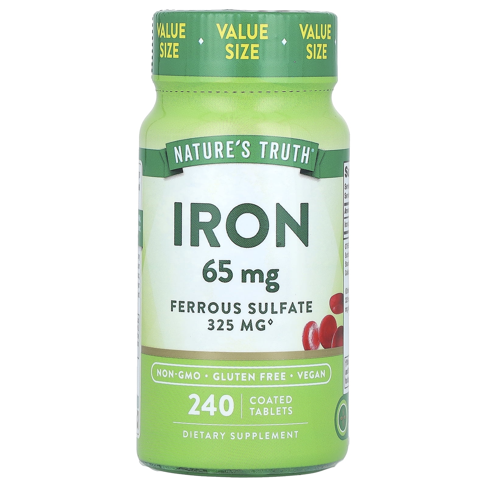 Nature's Truth Iron, Ferrous Sulfate, 65 mg, 240 Coated Tablets ...