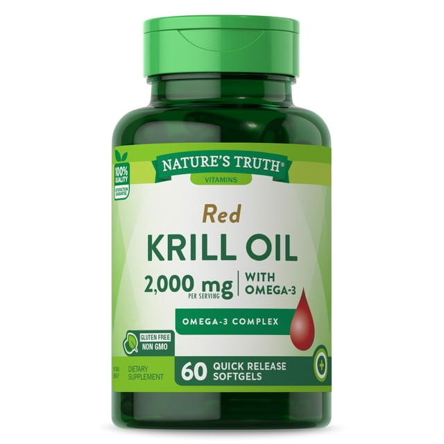Nature's Truth 100% Pure Red Krill Oil 1000 mg with EPA, 60 Softgel Capsules | Omega 3 ...