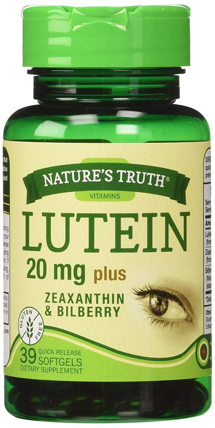 Nature's Truth Lutein 20 mg Plus Zeaxanthin, Bilberry Capsules, Eye ...