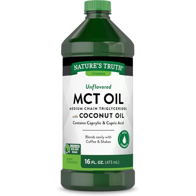 Nature's Truth MCT Oil with Coconut Oil, Unflavored, 16 fl oz (473 ml ...