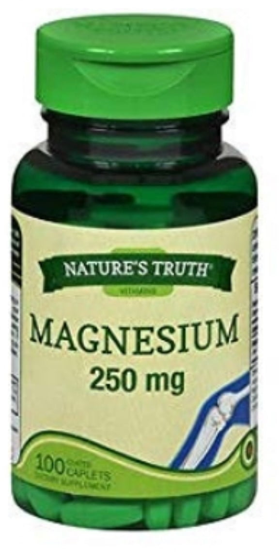 Nature's Truth Magnesium 250 mg Dietary Supplement, 100 ea (Pack of 2 ...