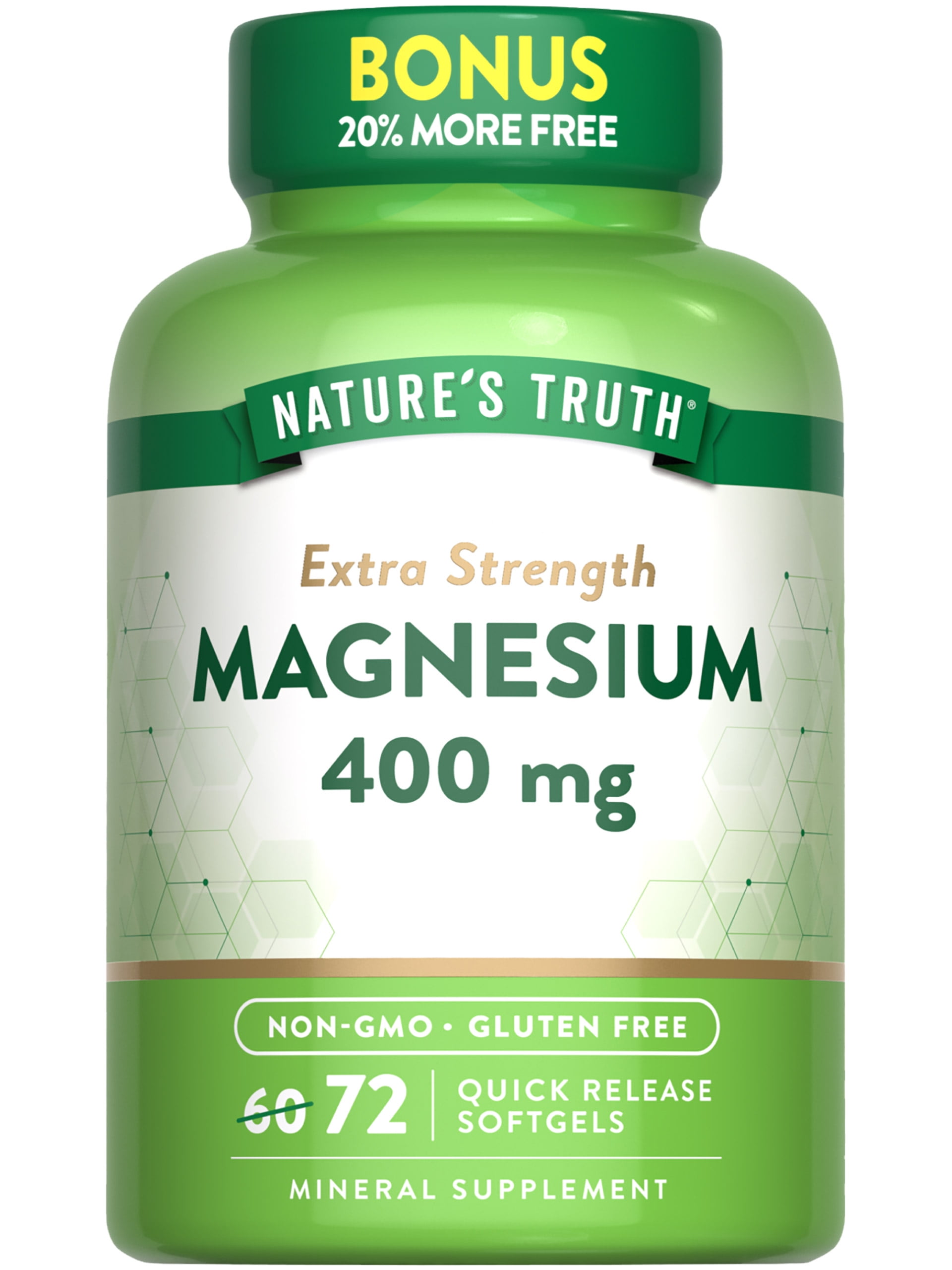 Nature's Truth Extra Strength Magnesium 400 mg, 72 Softgels, Value Size ...
