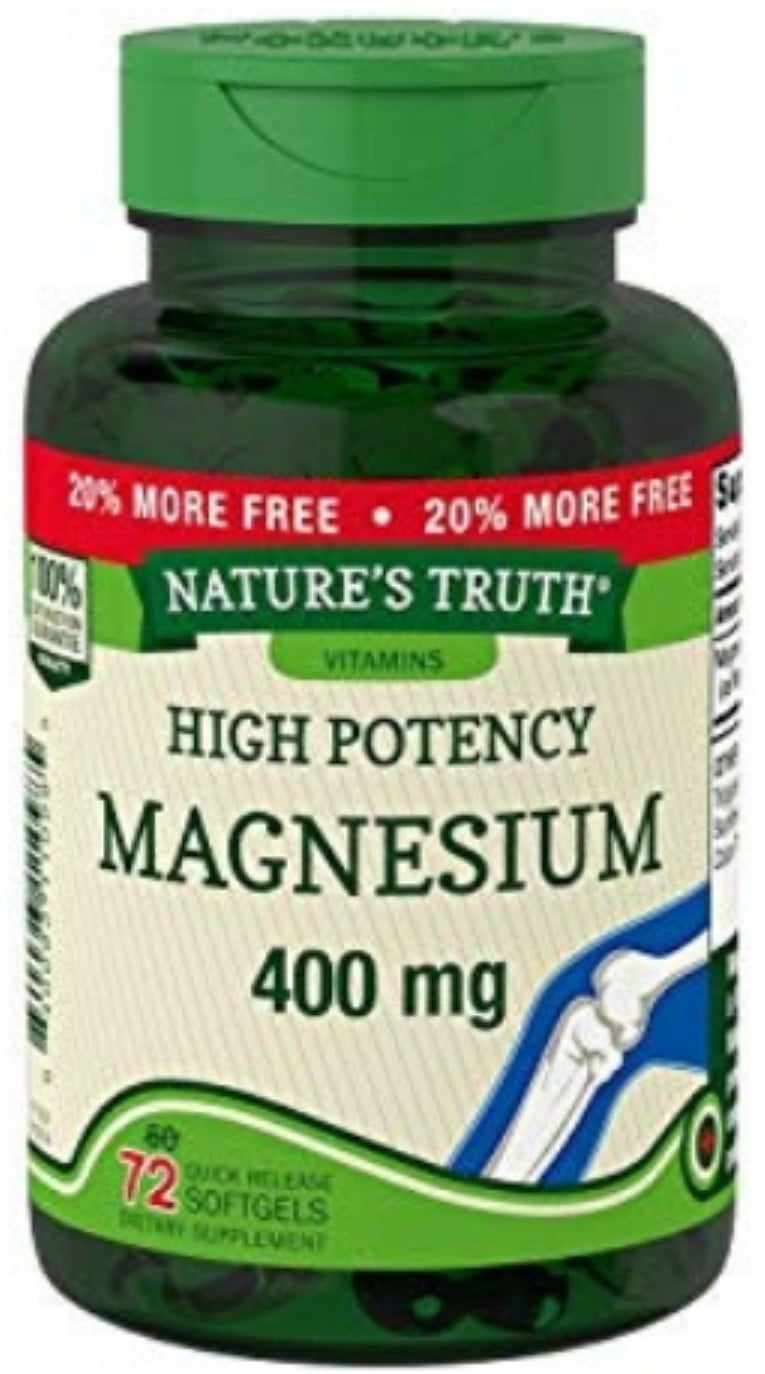 Nature's Truth Magnesium 400 mg Quick Release Softgels, 7 - (Pack of 2 ...