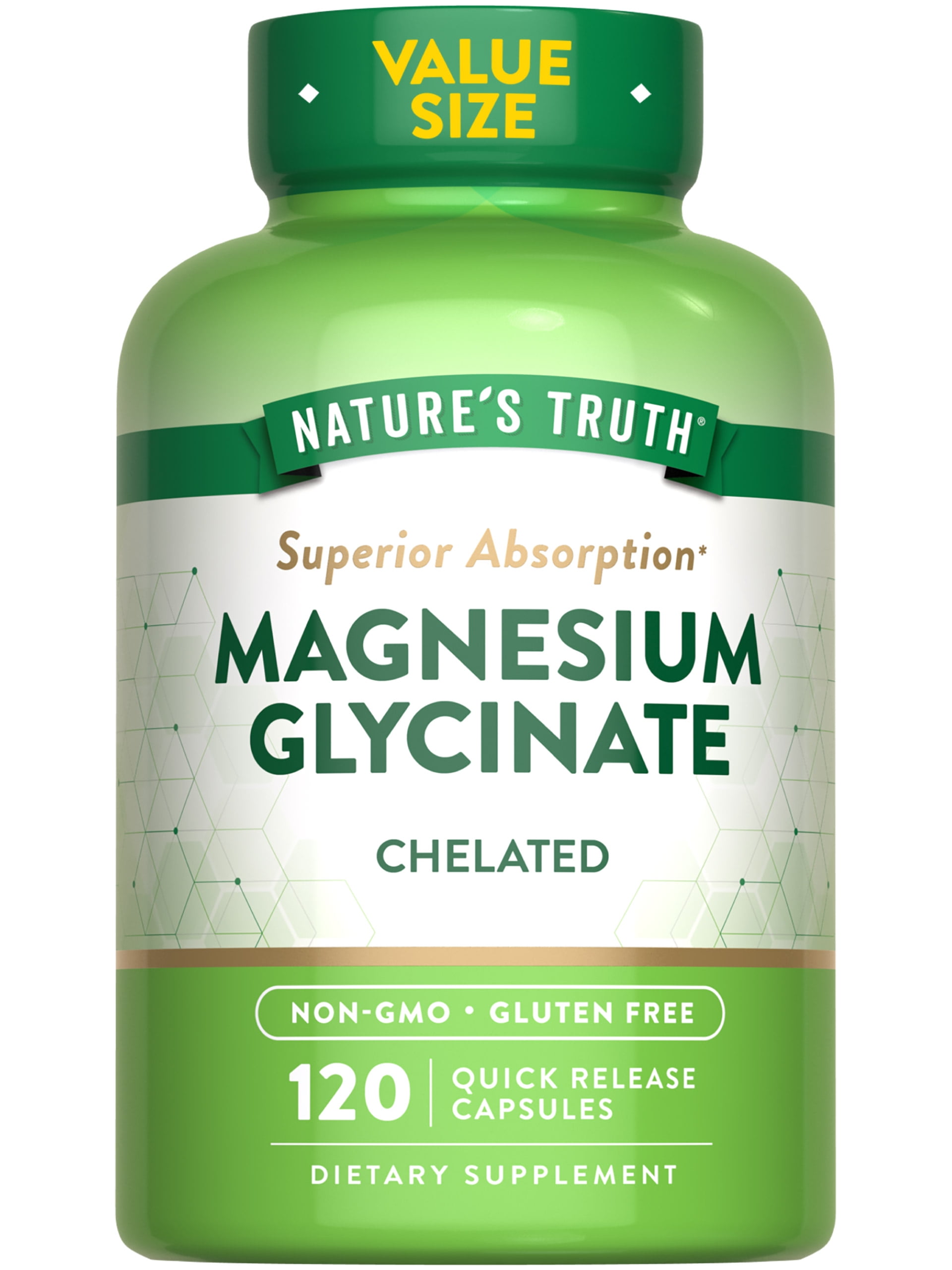Nature's Truth Magnesium Glycinate, 200mg, Non-GMO, Gluten Free ...